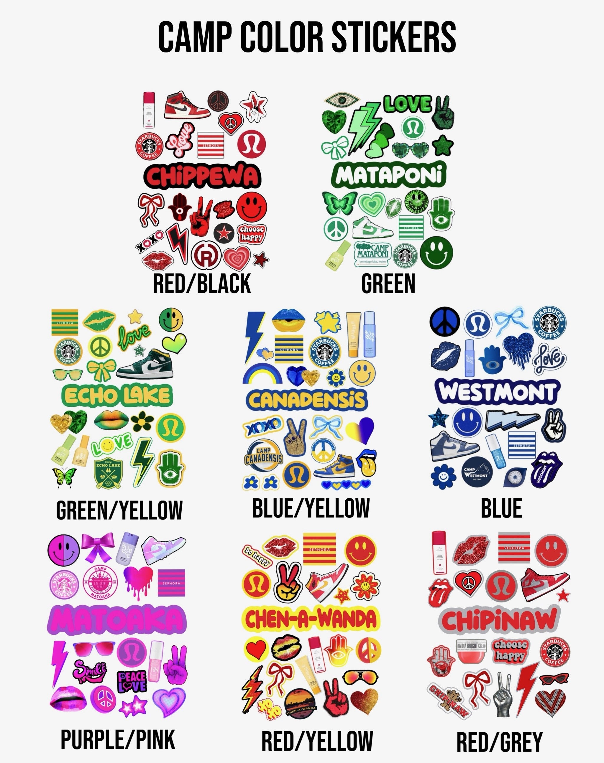 CAMP | GIRL CAMP COLORS STICKERS – Serve It Up Designs LLC