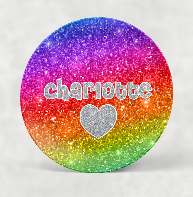 Personalized Plate| Rainbow Sparkle H13 – Serve It Up Designs LLC