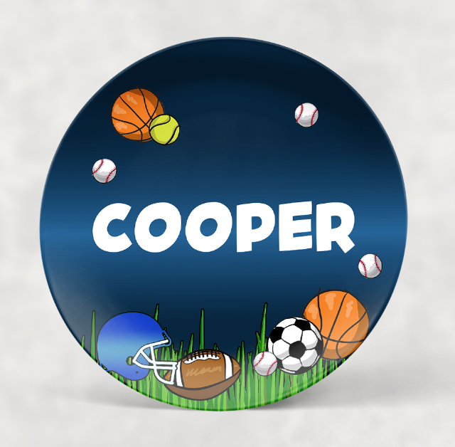 Personalized Plate | Grassy Sports SP3 – Serve It Up Designs LLC